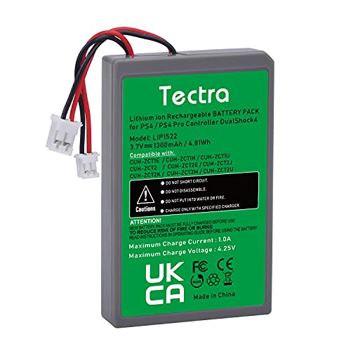 Tectra 2-Pack LIP1522 Battery for Sony Playstation 4 PS4 Slim Pro Dualshock 4 CUH-ZCT1E CUH-ZCT1H CUH-ZCT1U CUH-ZCT2 CUH-ZCT2U Wireless Controller (Big and Small Plug)