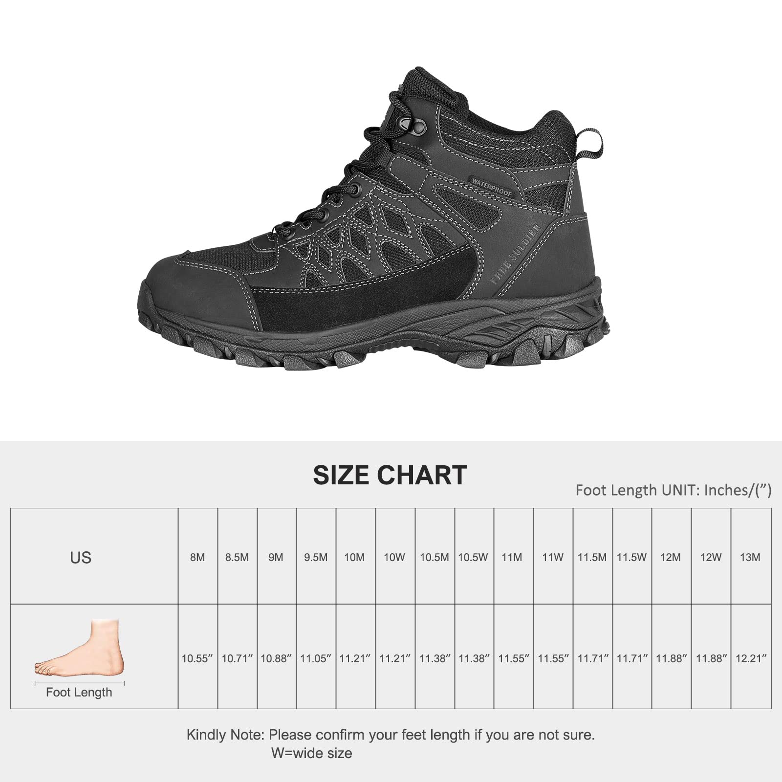 FREE SOLDIER Men's Hiking Boots Outdoor Lightweight Breathable Ankle Boots Waterproof for Trekking Hiking