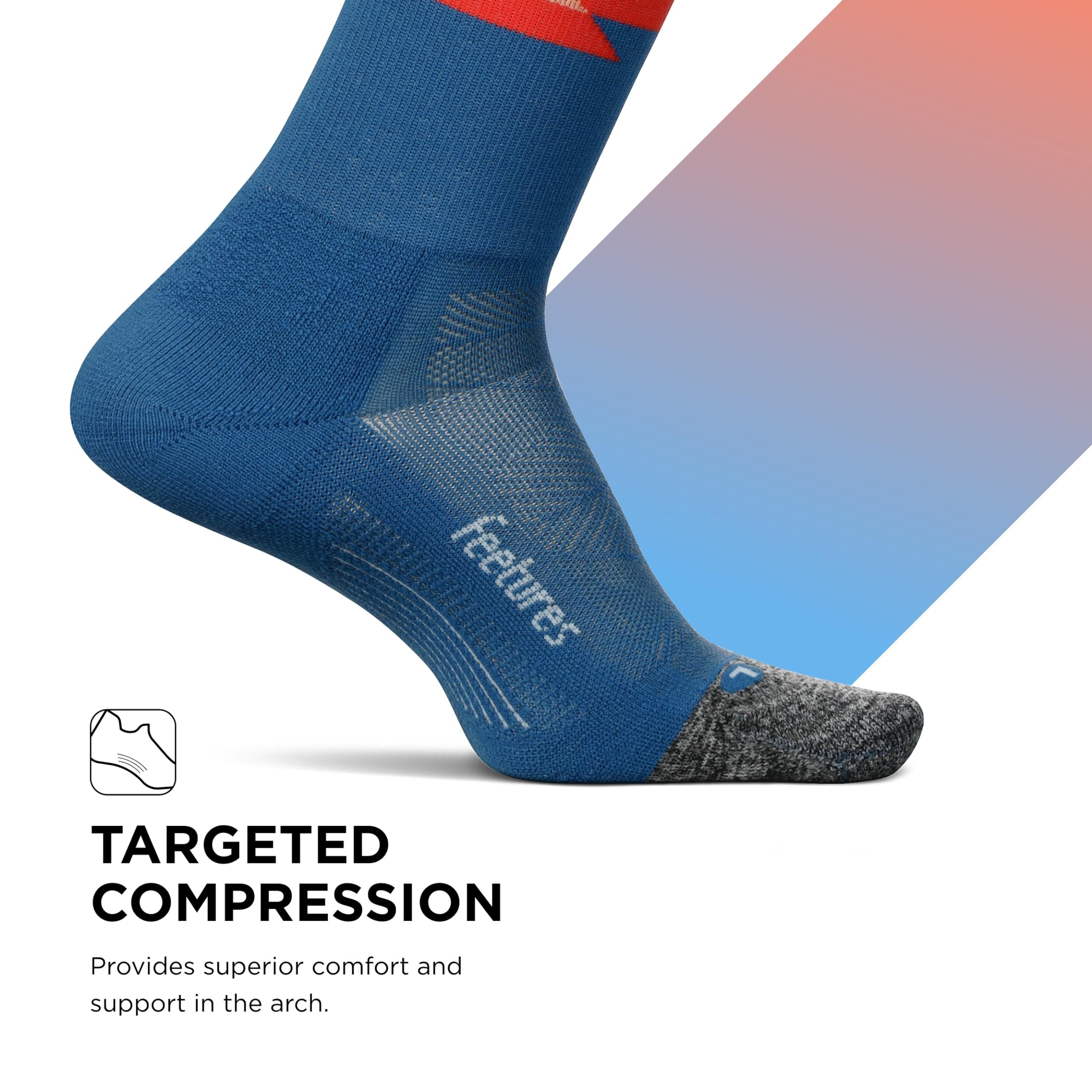 Feetures Elite Light Cushion Mini Crew Sock - Sport Sock with Targeted Compression - Large, Black (1 Pair)