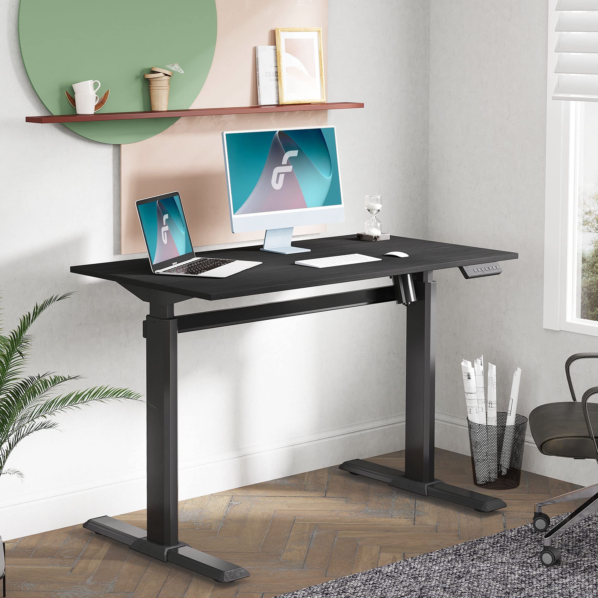 Fenge Height Adjustable Standing Desk- 43x24ββ Electric Stand Up Desk - Sit Stand Desk, Ultra-Quiet Motor, Home Office Workstation, Black