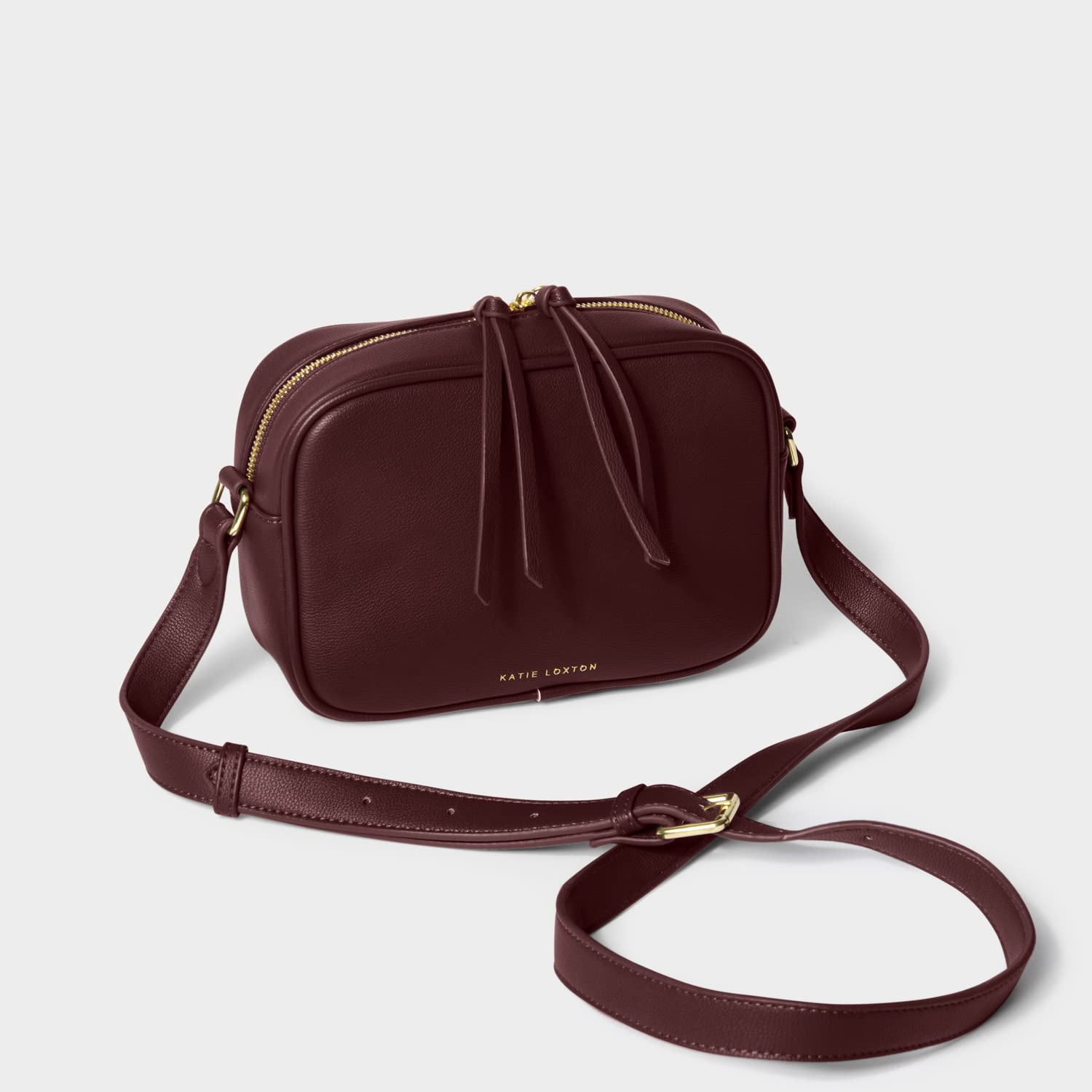 KATIE LOXTON Isla Womens Small Vegan Leather Adjustable Strap Convertible Crossbody Clutch Handbag Purse Plum