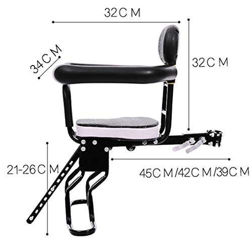 FenglinTech Baby Bike Seat, Front Mounted Child Bike Seat with Back Rest, Foot Pedals and Handrail