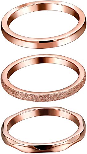 Ganga Jewells 3Pcs 2mm Eternity Stackable 925 Silver Band Rings Statement Wedding Ring For Women Shiny And Hammered Rings Silver, 4-11