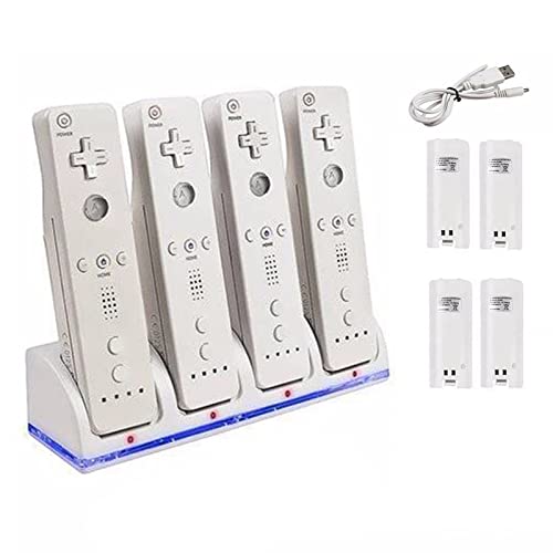 Kavolet Wii Charging Station, 4 Rechargeable 2800mAh Batteries and Wii Cell Charging Dock Stand, for Wii Remote N-Switch Accessory