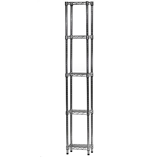Shelving Inc. 8" d x 12" w x 72" h Chrome Wire Shelving with 5 Tier Shelves, Weight Capacity 800lbs Per Shelf