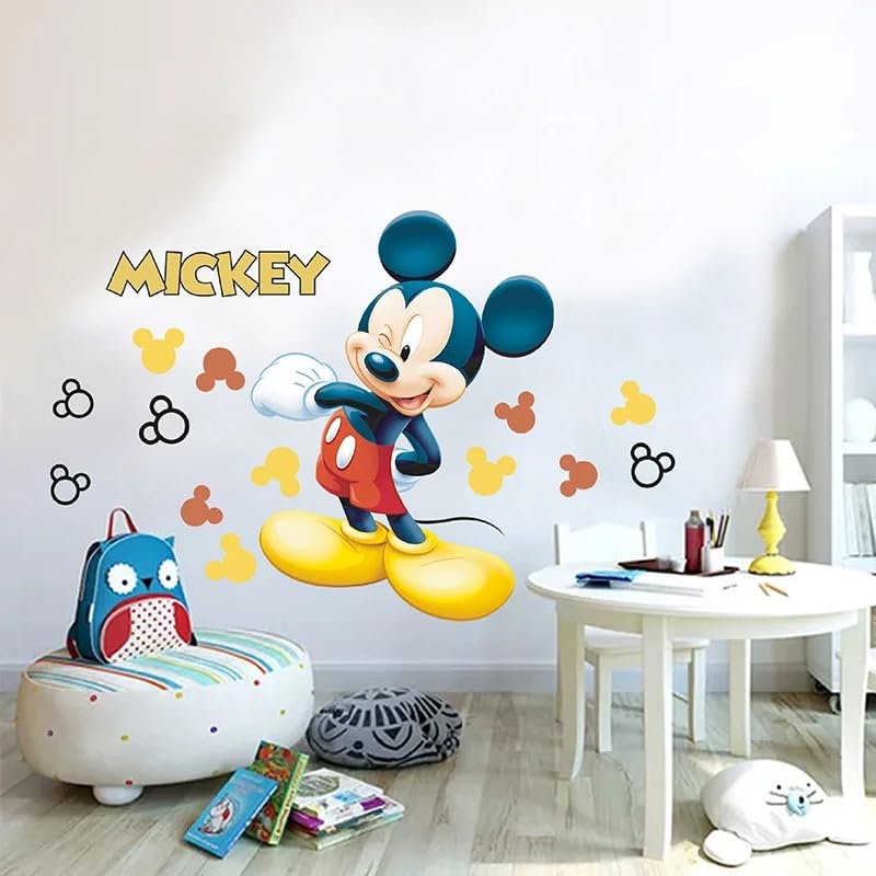 Mickey Mouse Vinyl Sticker for Toddler's Room Interior Mural Wall Decal for Kid's Playroom