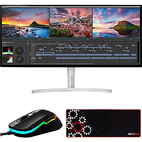 LG 34WK95U-W 34" Class 21:9 UltraWide 5K2K Nano IPS LED Monitor with HDR 600 Bundle with Deco Gear Wired Gaming Mouse and Deco Gear Large Extended Pro Gaming Mouse Pad