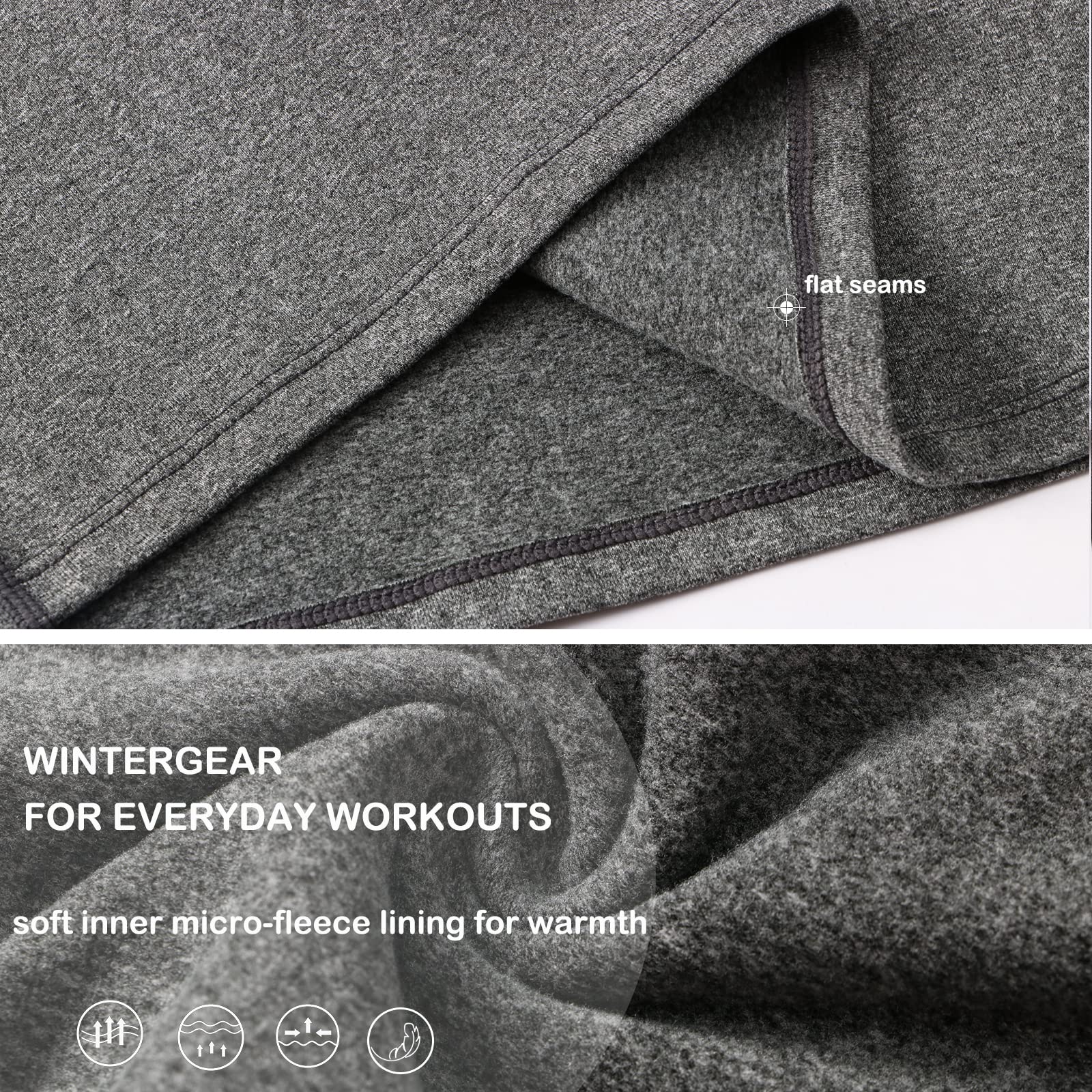 GAOQSEMG Mens Fleece Running Pullover,Men's Active Workout Athletic Thermal Shirts Long Sleeve Athletic Gym Golf Quarter Zip Tops Winter (Dark Grey,XL)
