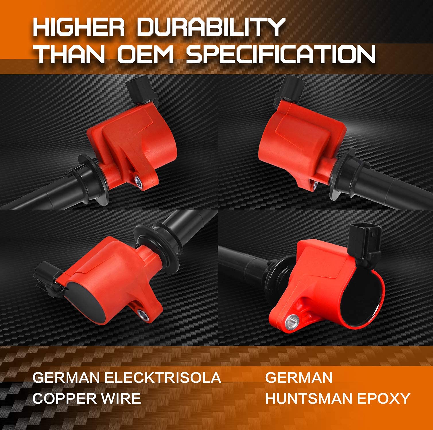 ENA Set of 6 Red Ignition Coil Pack 2001-2008 Compatible with Ford Mercury Mazda Tribute Mariner Escape Five Hundred Freestyle Montego Taurus Sable V6 3.0L Replacement for DG500 DG513 FD502