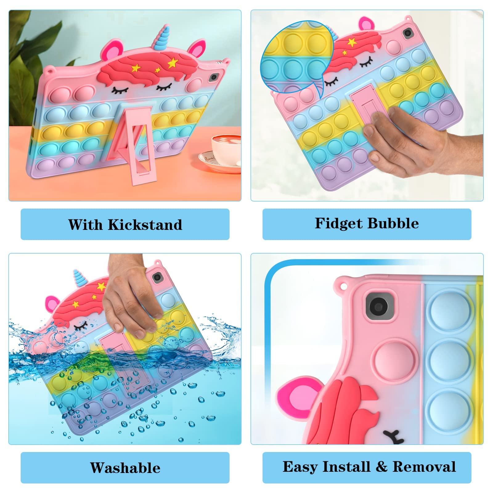 WESADN for iPad Air 2 Case for iPad Pro 9.7 Case with Kickstand for Girls Women Silicone Fidget Bubble Case Cute Pop Holder Cover for iPad Air 2rd Generation for iPad Pro 2016 9.7 inch