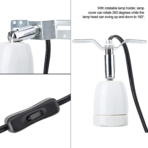 Hztyyier Reptile Heating Lamp Holder, E27 Rotatable Reptile Pet Heat Lamp Bulb Base Socket Holder for Turtle Tank Habitat Reptile