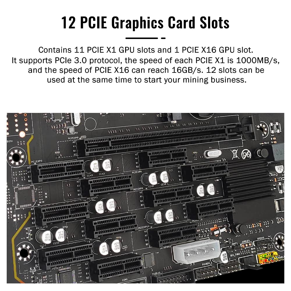 MACHINIST B250 BTC Mining Motherboard, Intel LGA 1151 Computer Motherboard with 12 GPU Slots (Intel 6th/7th Gen, PCIe 3.0, mSATA, VGA+DVI, DDR4, USB 3.0) for BTC/ETH/ZEC Intel Skylake Full Series AII