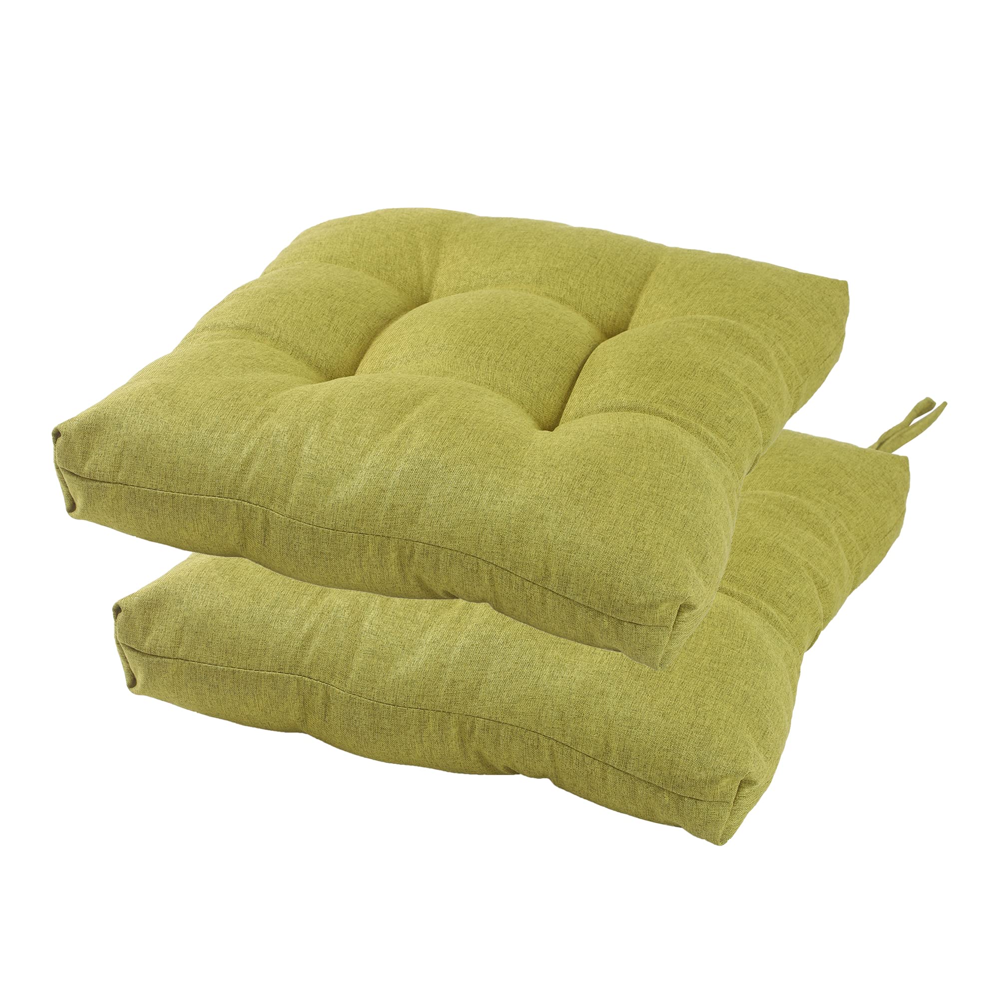 Faible Poisson Outdoor Chair Cushions Set of 2, Patio Furniture Floor Cushions, 21 x 21 Inch Square Seat Back Tufted Cushion, Dining Chairs Pads, Yellow Green