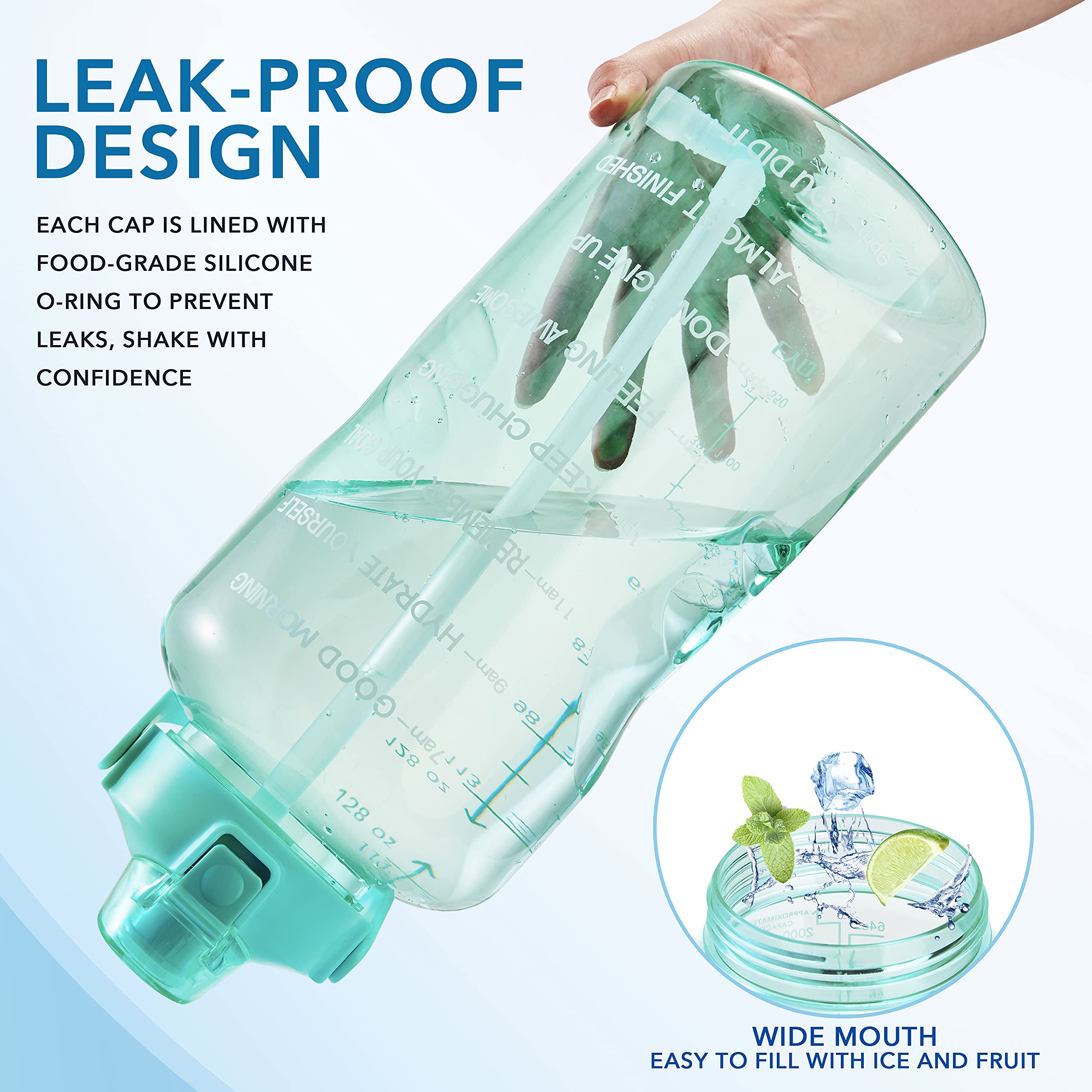 GOSWAG 128oz Water Bottle, Mint