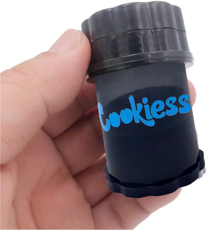 Grinder Herb Spice Grinder Hand-cranked Plastic Grinder with Handle 62mm Grinder Storage Tank 2 in 1(Black Blue)