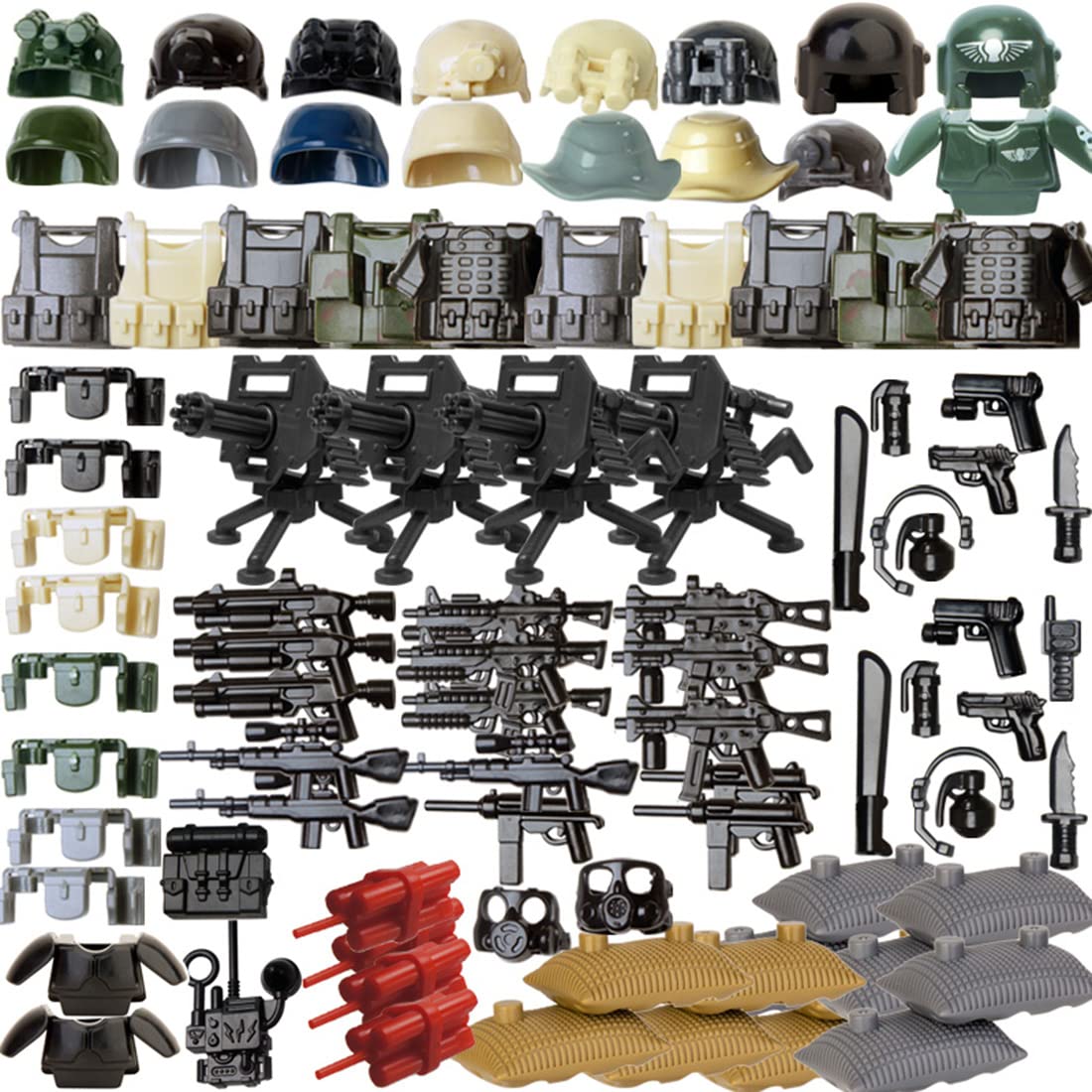 FUNDE Weapons Armor Helmets Pack, WW2 Military Army Weapons Accessories Kit - 54Pcs - CT14
