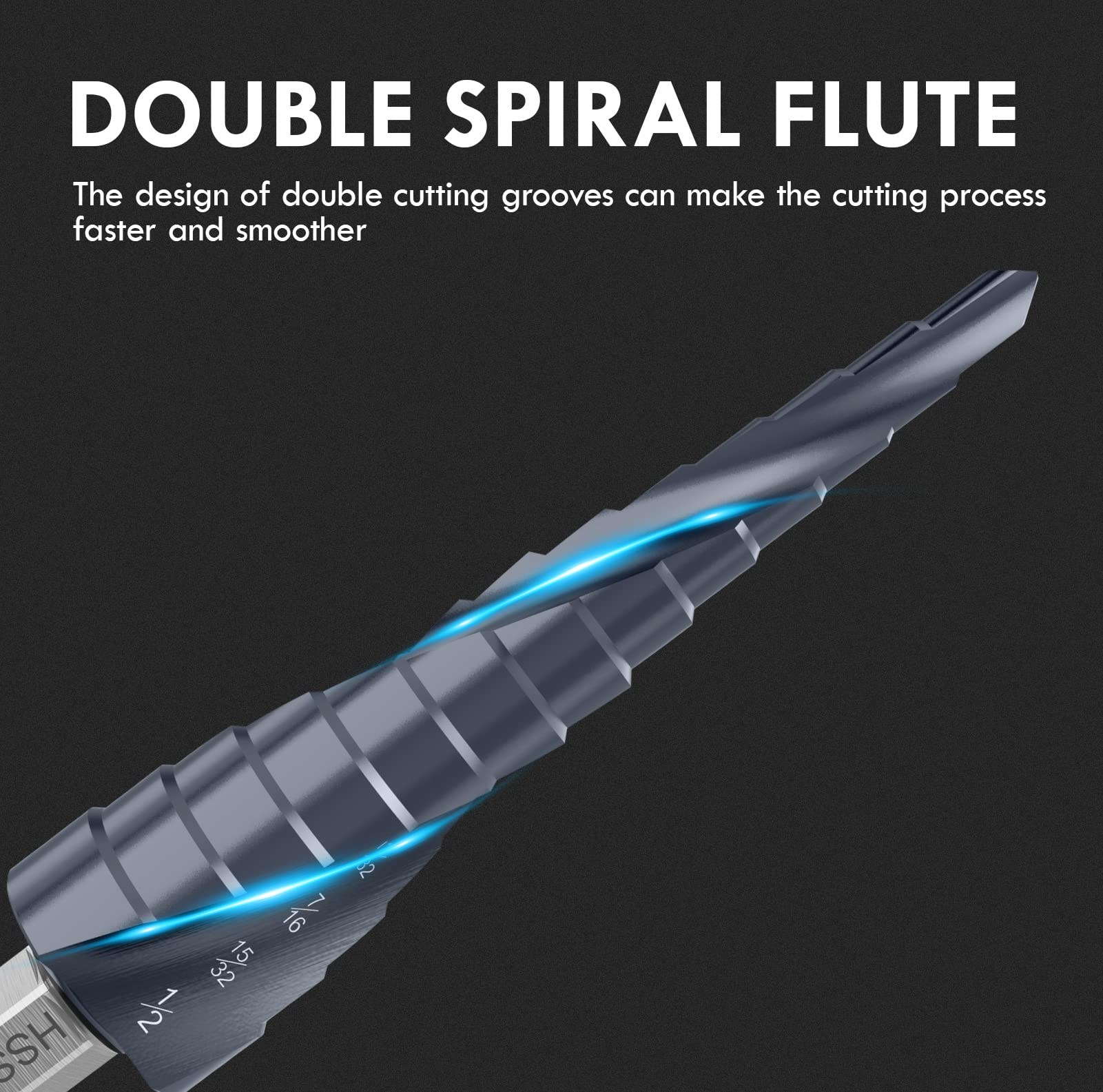 MACXCOIP Upgrade M35 Cobalt Step Drill Bit with Ultra TiAIN Coating, 1/8"-7/8" (3PCS) Unibit Step Bit with Double Sprial Flute, 1/4" Hex Shank for Metal, Stainless Steel, Aluminum, Copper, Wood