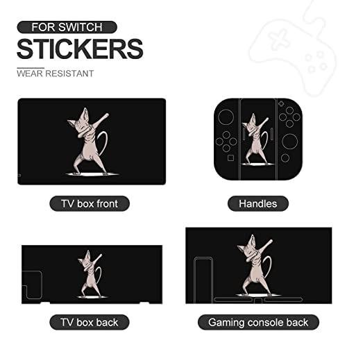Funny Dabbing Sphynx Cat Decal Stickers Cover Set Full Wrap Skin for Switch Protection Faceplate Sticker for Switch