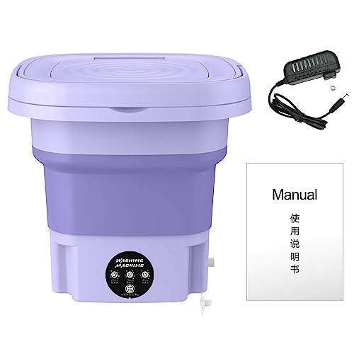 Fairnull 8L Portable Washing Machine, Foldable Mini Washing Machine, Small Washing Machine for Underwear, Baby Clothes, or Small Items, Suitable for Apartments, Dormitories, Camping, Travel (Purple)