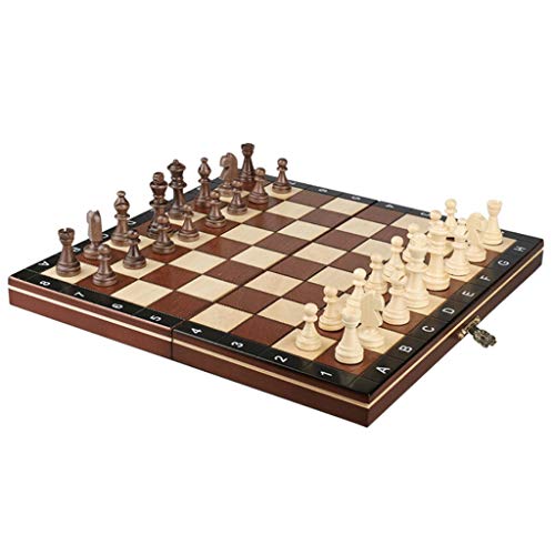 THPT Unique Wooden Chess Set Magnetic Chess Set Portable Folding International Chess Set Handmade Chess Pieces Double Rear Chess Board Board Games
