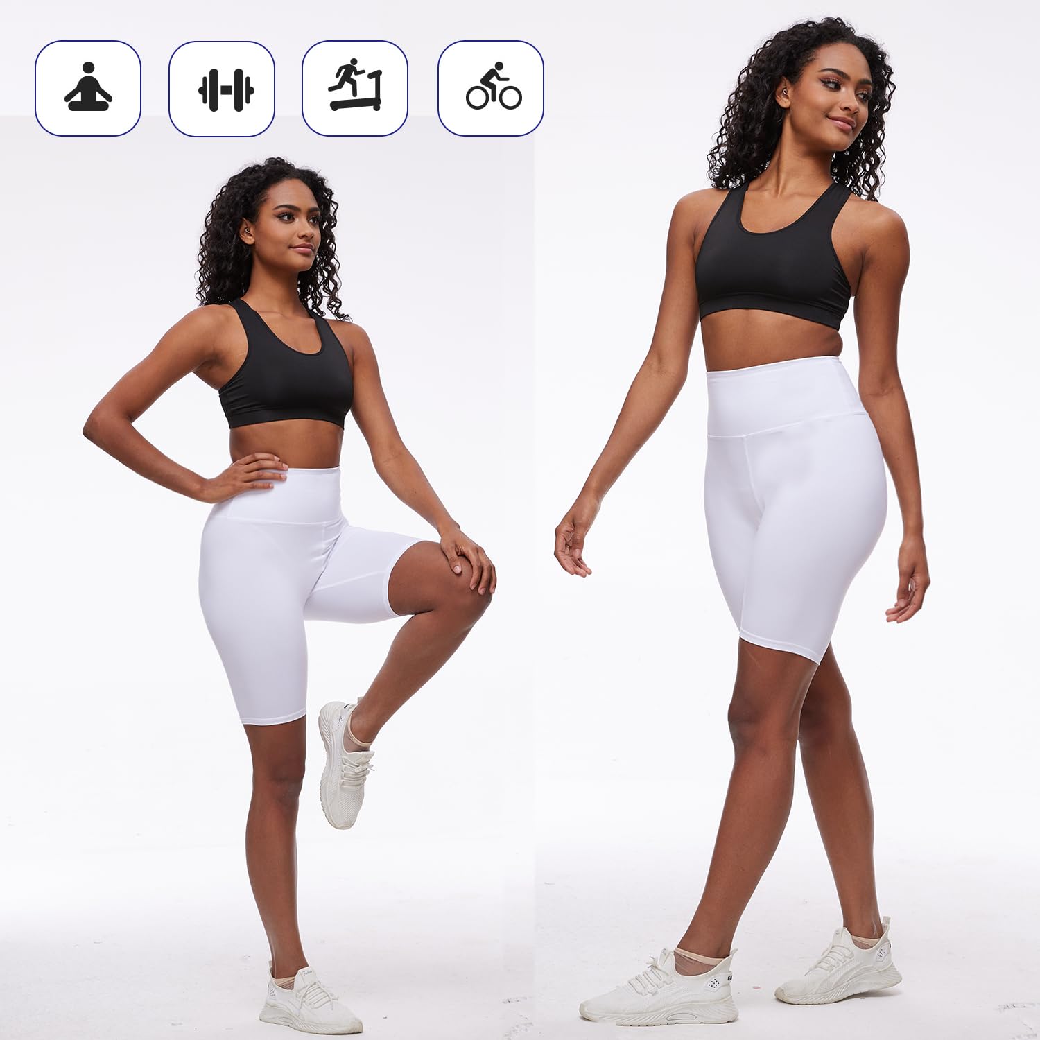 High Waist Workout Biker Shorts for Women-Dual Pockets Tummy Control Yoga Gym Running Pants,Non See-Through Soft Leggings (2# Black,Grey,White,3 Pack,X-Large)