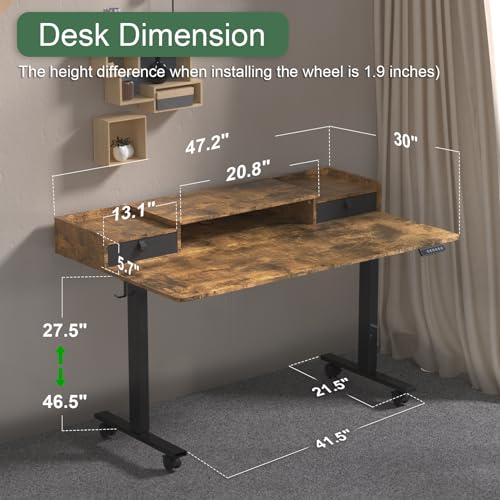 ExaDesk 63×30 Inch Electric Standing Desk with 2 Drawers, Adjustable Height Widened Stand Up Desk with Storage Shelf, Sit to Stand Ergonomic Workstation for Home Office