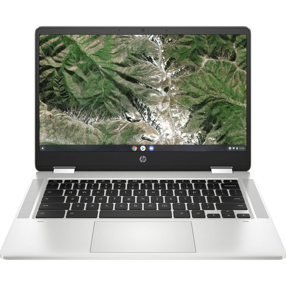 HP Laptop X360 14a Chromebook 14" HD Touchscreen, Entertaining from Any Angle Intel Celeron, 4GB DDR4 64GB eMMC WiFi Webcam Stereo Speakers Bluetooth 4.2 Chrome Silver (Renewed)