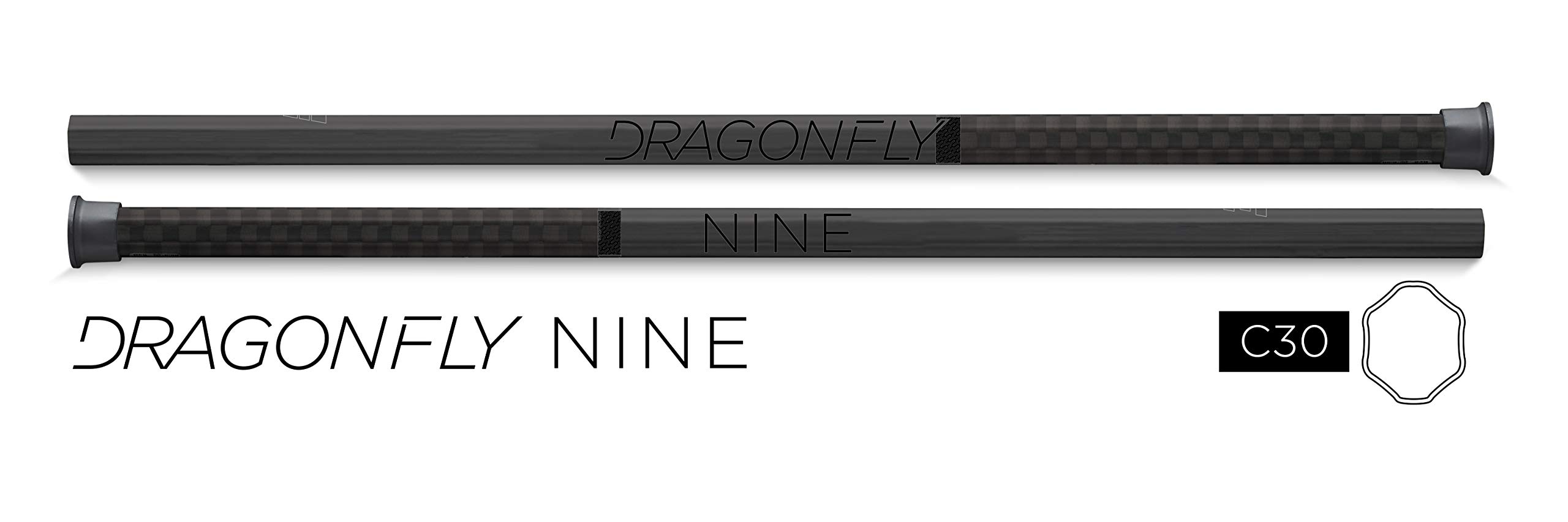 Epoch Dragonfly Nine Lacrosse Shaft for Attack/Midfield, 30", Soft-Flex iQ9, X30, Carbon Black
