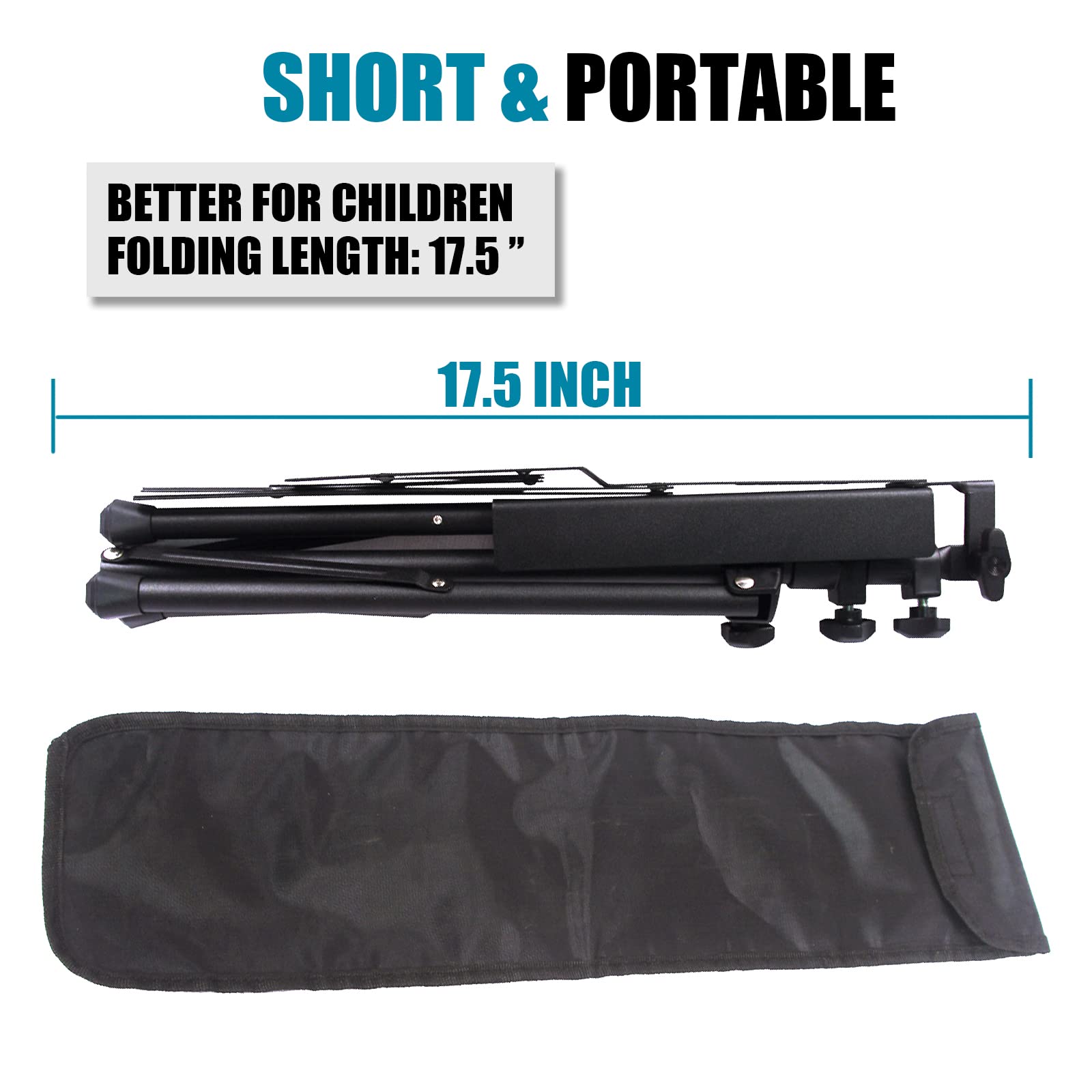 GLEAM Folding Music Stand with Phone Clip, Carrying Bag and Music Clip