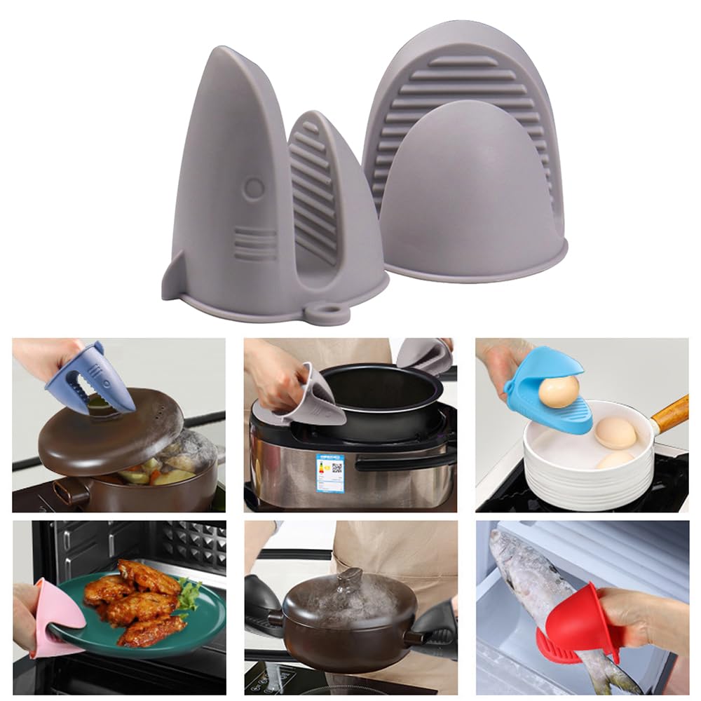 Oven Mitts,Mini Oven Gloves Silicone Heat Resistant Cooking Pinch Mitts Potholder for Air Fryer Kitchen Cooking & Baking (Grey)