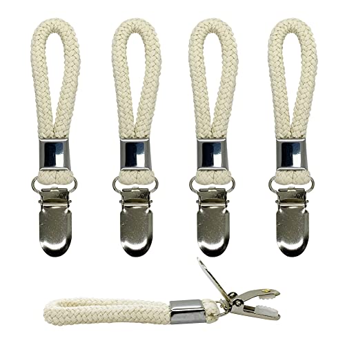 YYMSEN 6 pcs Towel Clips Braided Cotton Loop Cloth Hanger Holder Brackets for Home Bathroom Kitchen Home Cupboards Hook (A)
