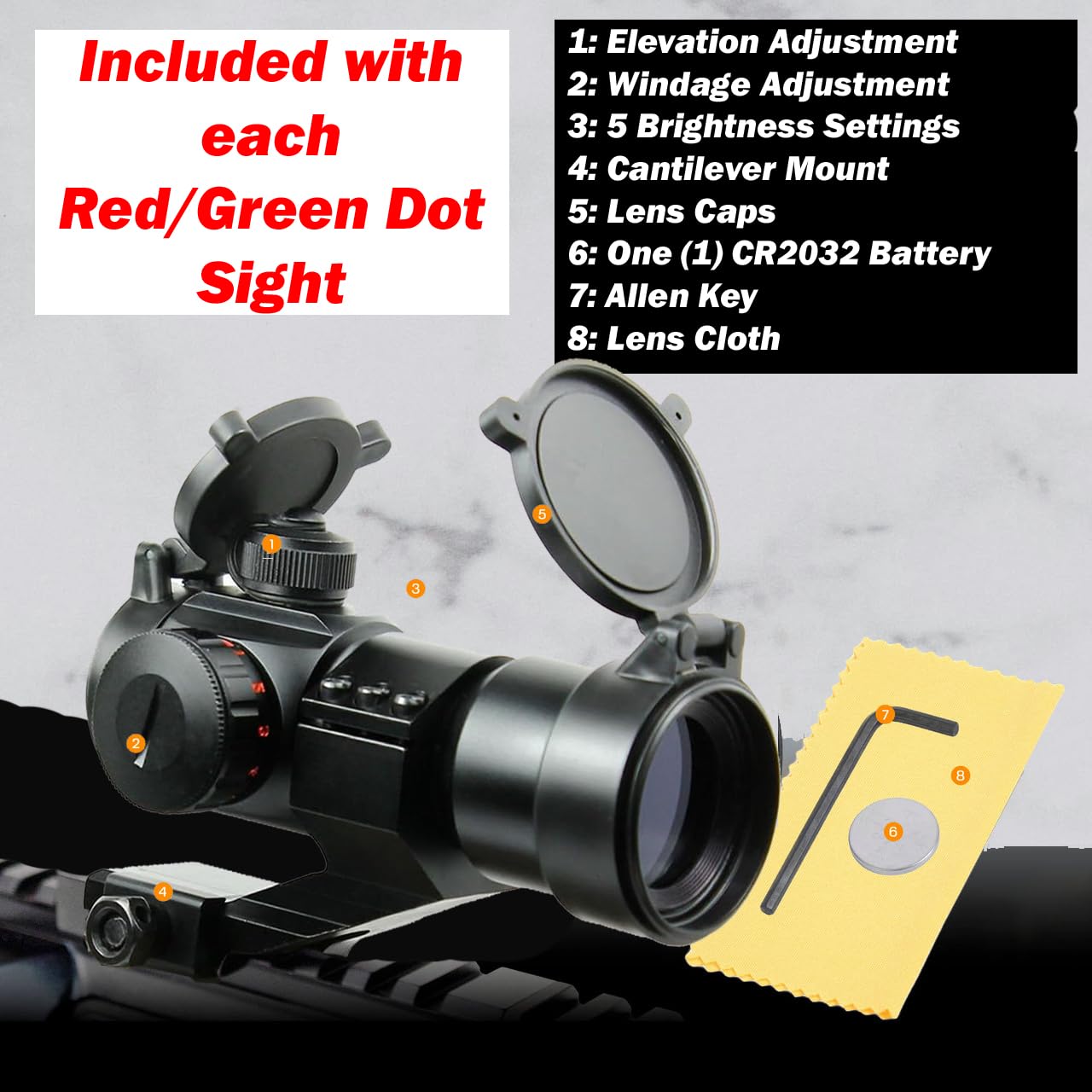 GOTICAL Tactical Scope Reflex Stinger 4 MOA Red - Green Dot Sight with Picatinny Mount (Dark Earth)