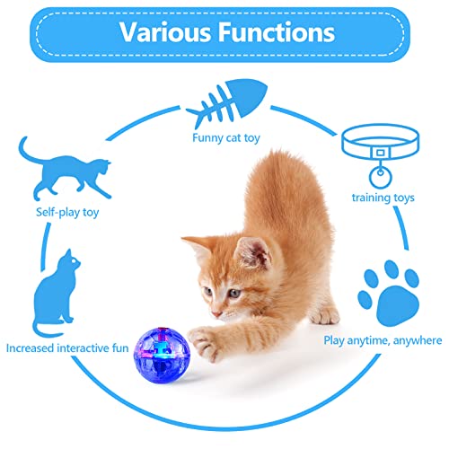 Sratte 6 Pieces Ghost Hunting Cat Ball Activated Cat Toy LED Light Motion Cat Dog Interactive Toys Pet Glowing Mini Running Exercise Ball Toys for Animals Activity