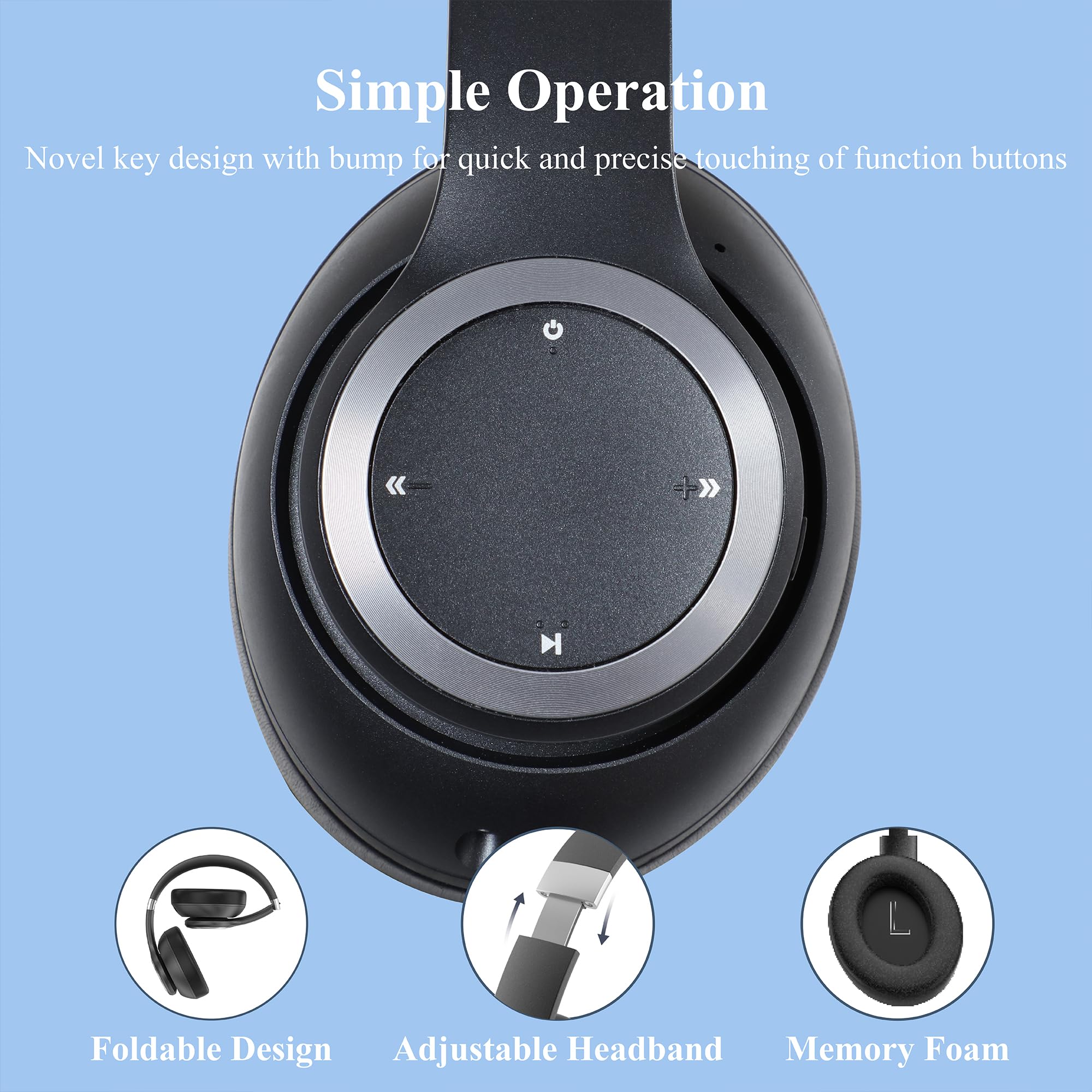 Falebare Hybrid Active Noise Cancelling Headphones, Bluetooth 5.3 Headphone for Hi-Res Wireless Audio, Over Ear Wireless Headphones with 100H Playtime