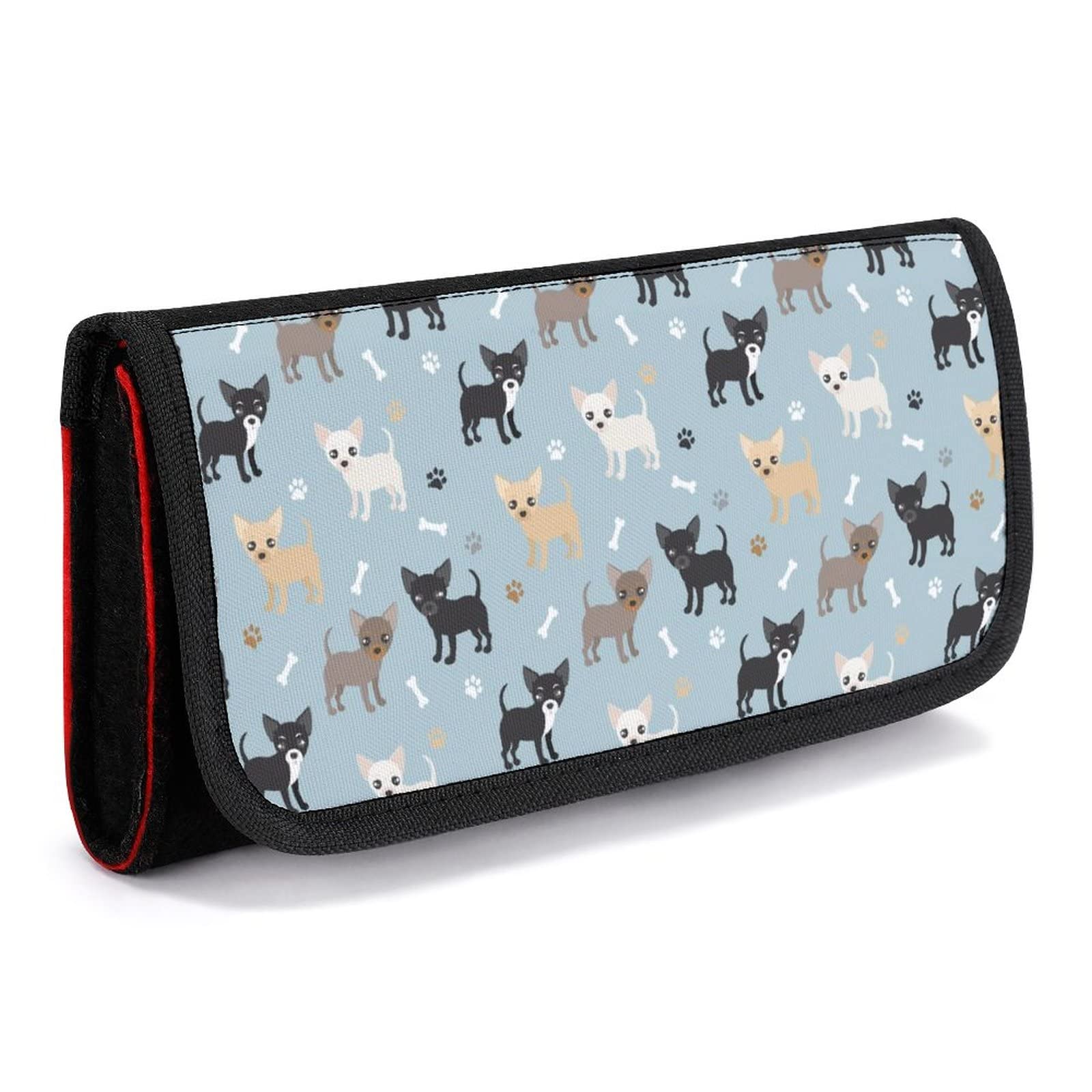 Funny Chihuahua Dogs Carrying Bag Compatible with Switch Protective Case Slim Felt Pouch with 5 Game Cartridges Holders