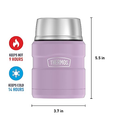 THERMOS Stainless King Vacuum-Insulated Food Jar with Spoon, 16 Ounce, Matte Lavender