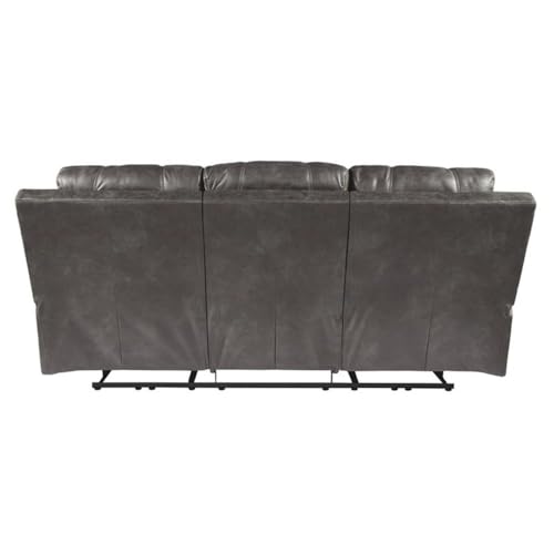 Signature Design by Ashley Erlangen Faux Leather Adjustable Power Reclining Sofa with USB Charging, Gray
