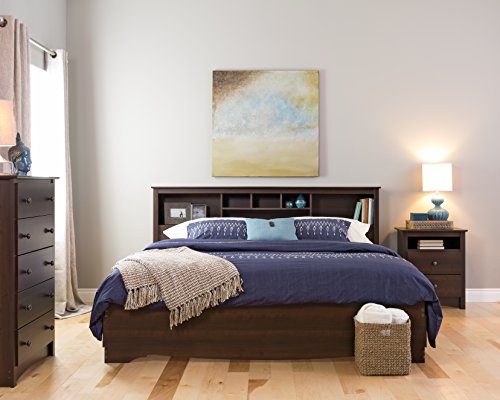 Prepac Mate's King 6-Drawer Minimalist Platform Storage Bed, Contemporary King Bed with Drawers 81.5" D x 78.5" W x 18.75" H, Espresso, EBK-8400-K