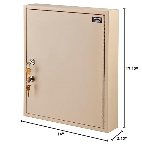 Global Industrial Medical Security Cabinet with Double Key Locks, 14"W x 3-1/8"D x 17-1/8"H, Beige