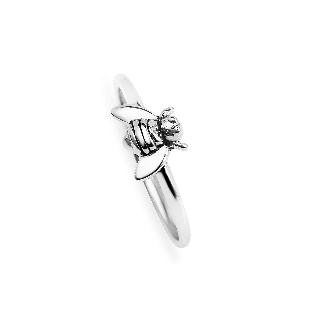 Gotta Have It - Real Silver Bee Ring Made from Genuine 925 Sterling Silver in Size 7 | Oxidized Sterling Silver Rings for Women, Teens, Men
