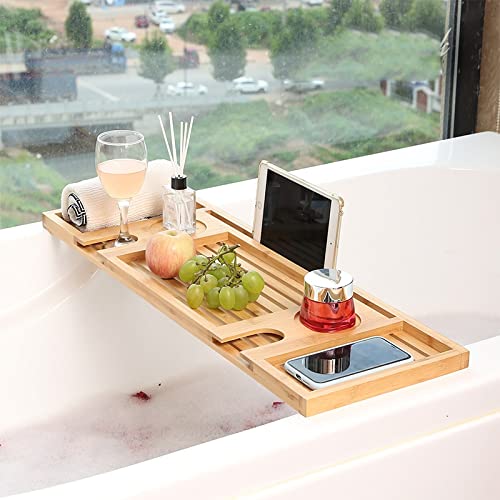 IRDFWH Wooden Bath Tray Bathroom Shelves Apply for Pad/Book/Tablet Home Bathrooms Accessories