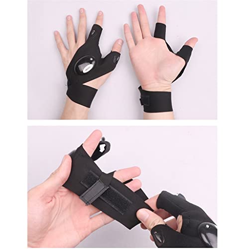 LHLLHL Fingerless Gloves Flashlight Outdoor Tools Fishing Camp Hiking Multi-Light Left and Right Hand Tools ( Color : E , Size : 36*13.5cm )