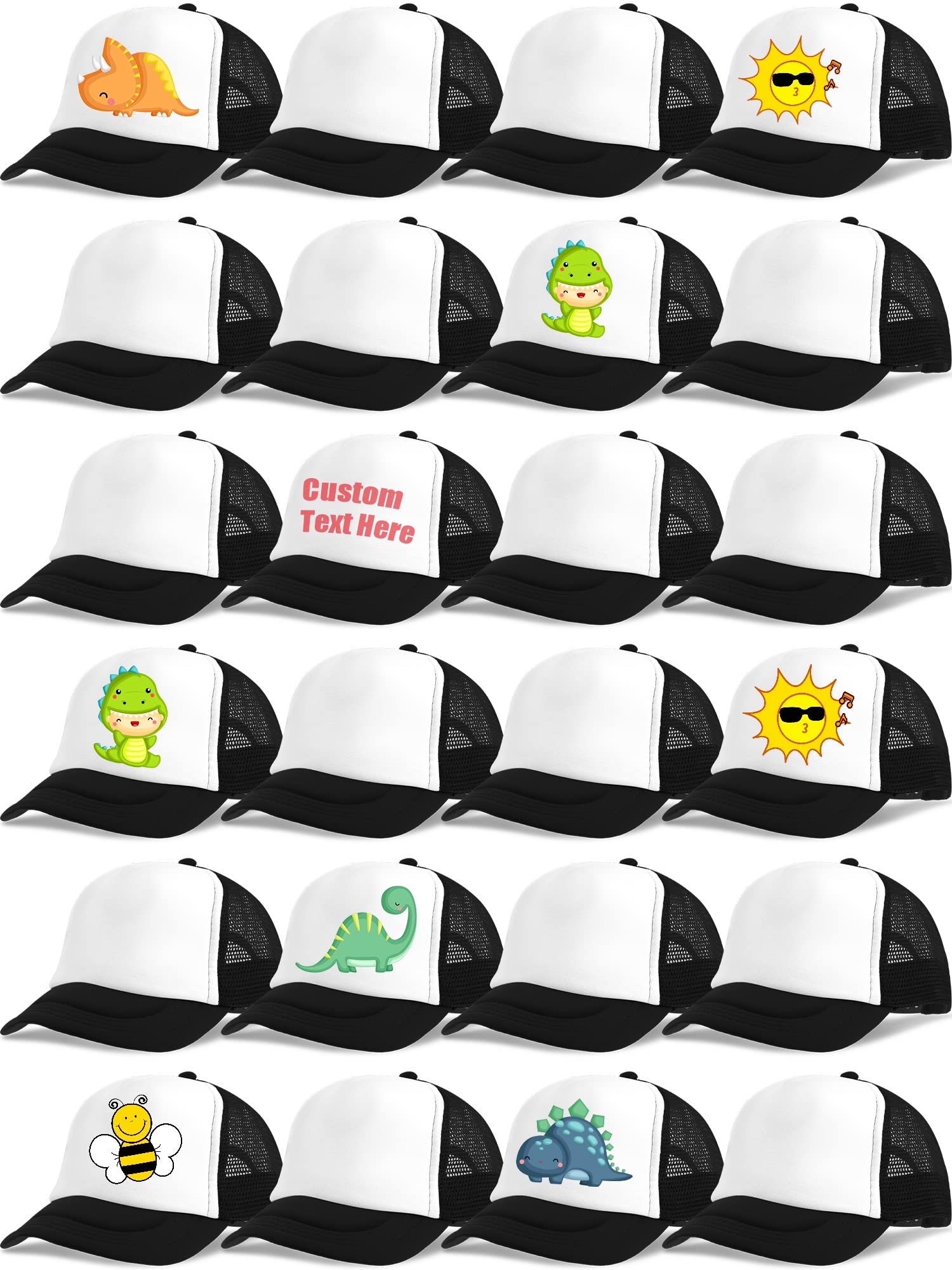 Handepo 24 Pcs Trucker Hat for Kids Summer Polyester Mesh Cap Adjustable Sublimation Blank Hats Baseball Caps for Outdoor (Multi Color)