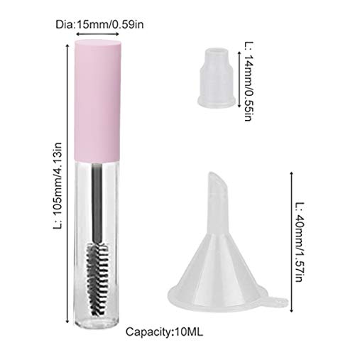 GTHER 10PCS 10ML Empty Mascara Tube Bottle with Eyelash Wand & Rubber Inserts & Funnels Set for Castor Oil/Eyelash Growth Oil, DIY Mascara Eyelash Cream Container with Cap, Matte Pink