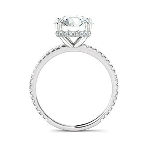 Kiara Gems 3 CT Oval Cut Solitaire Moissanite Engagement Ring, VVS1 4 Prong Irene Knife-Edge Silver Wedding Ring, Woman Gift, Promise, Birthday Gift (6)