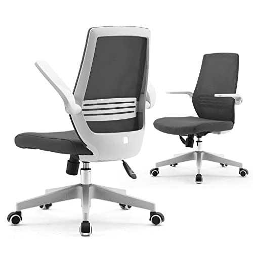 SIHOO Ergonomic Office Chair, Swivel Desk Chair Height Adjustable Mesh Back Computer Chair with Lumbar Support, 90° Flip-up Armrest (Black)