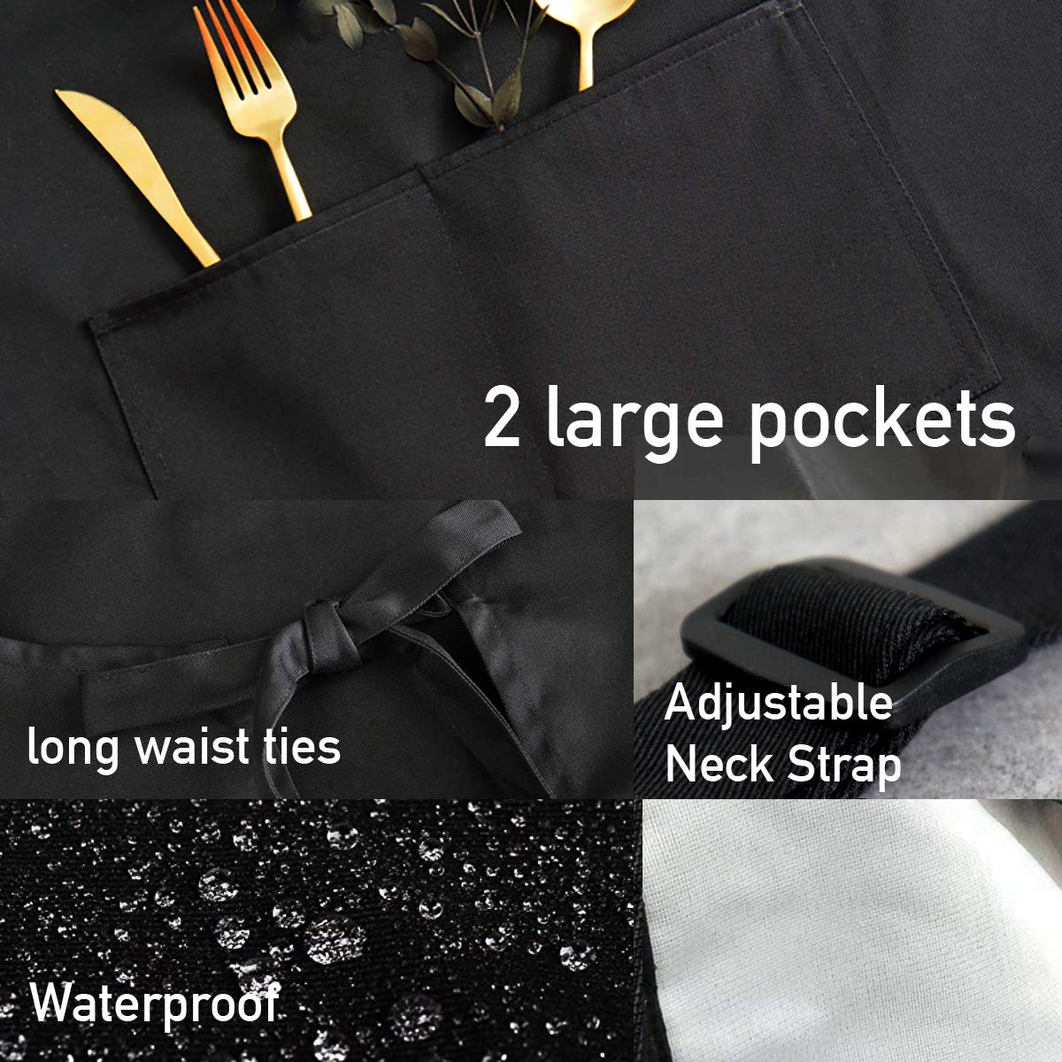 Grill Gifts for Men - Funny Apron for Men Grilling - Grill Apron for Dad, Husband, Boyfriend - Adjustable Bib Aprons Waterproof with Pockets - Black Apron Gift for Fathers Day, Birthday, Christmas