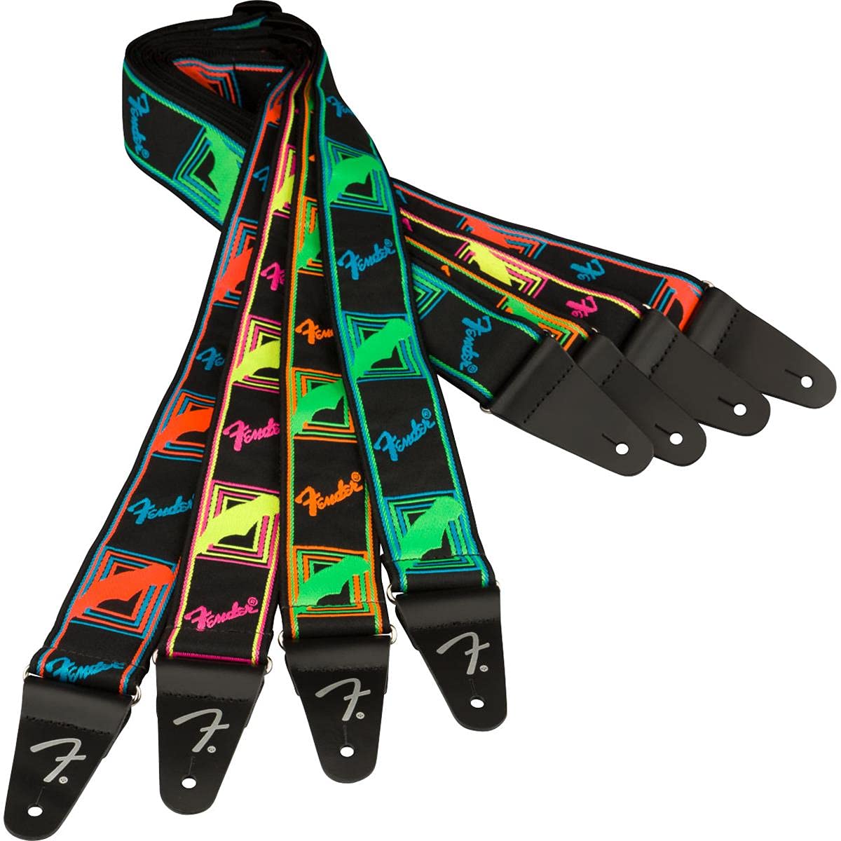 Fender Neon Monogrammed Guitar Strap, 2in, Pink/Yellow