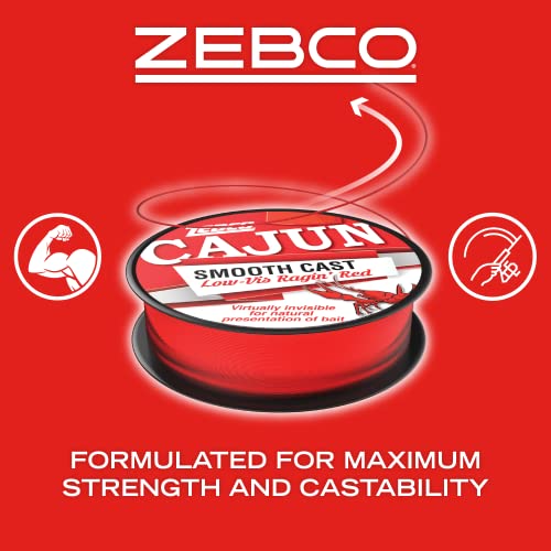Zebco Cajun Smooth Cast Monofilament Fishing Line, Low-Vis Ragin’ Red Quarter Pound Spool, 1,450-Yards, 10-Pound, Virtually Invisible, Natural Presentation