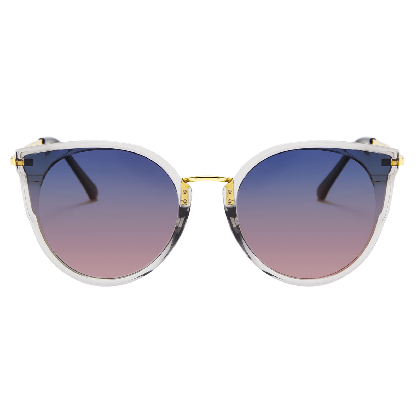FEISEDY Vintage Polarized Cat Eye Sunglasses for Women Oversized Round Sunglasses Anti Glare B7000